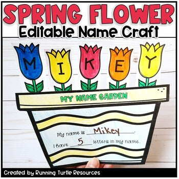 Spring Flower Name Craft Editable – Running Turtle Resources
